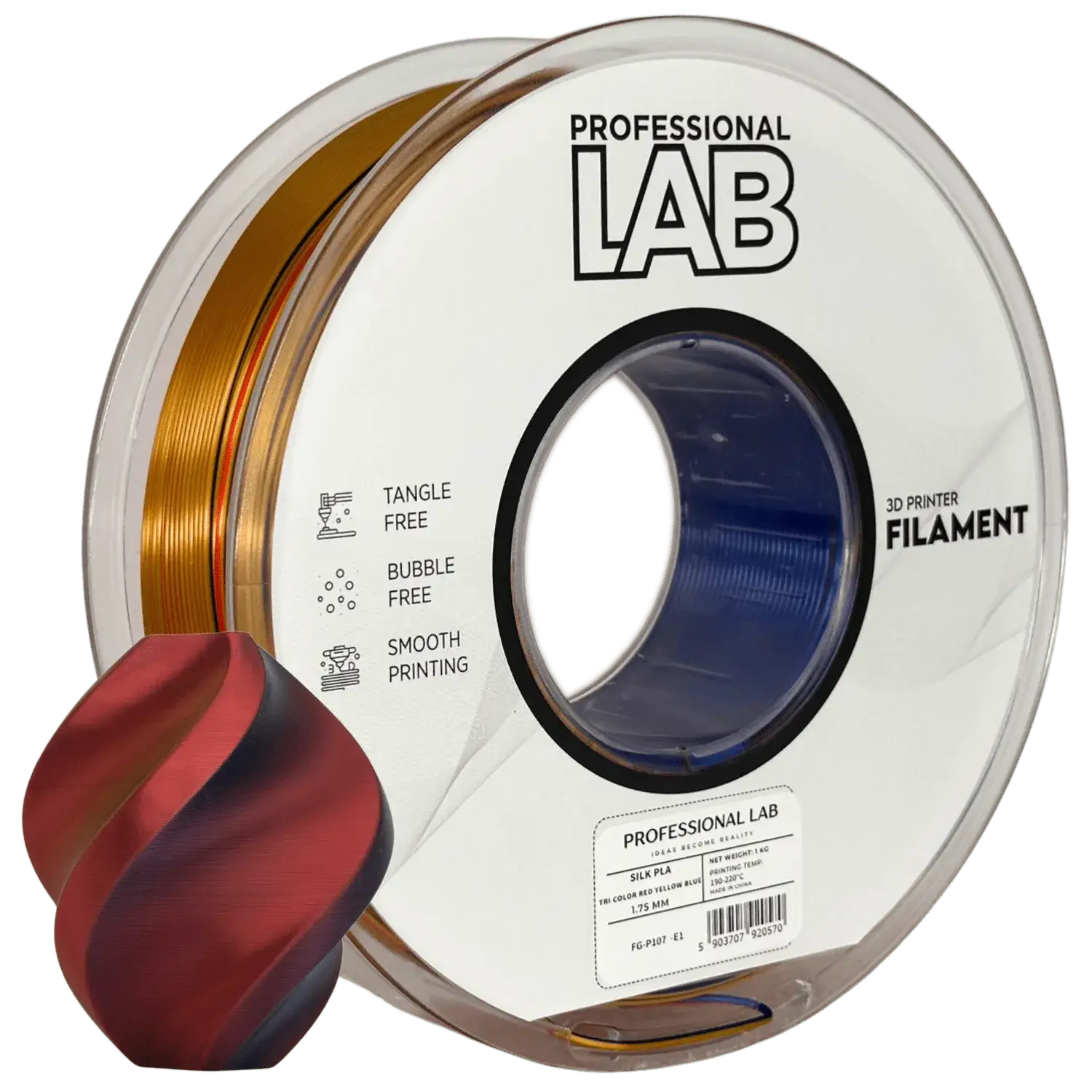 Professional Lab Silk PLA Tri Color Filament für 3D-Druck – Filamentkontor